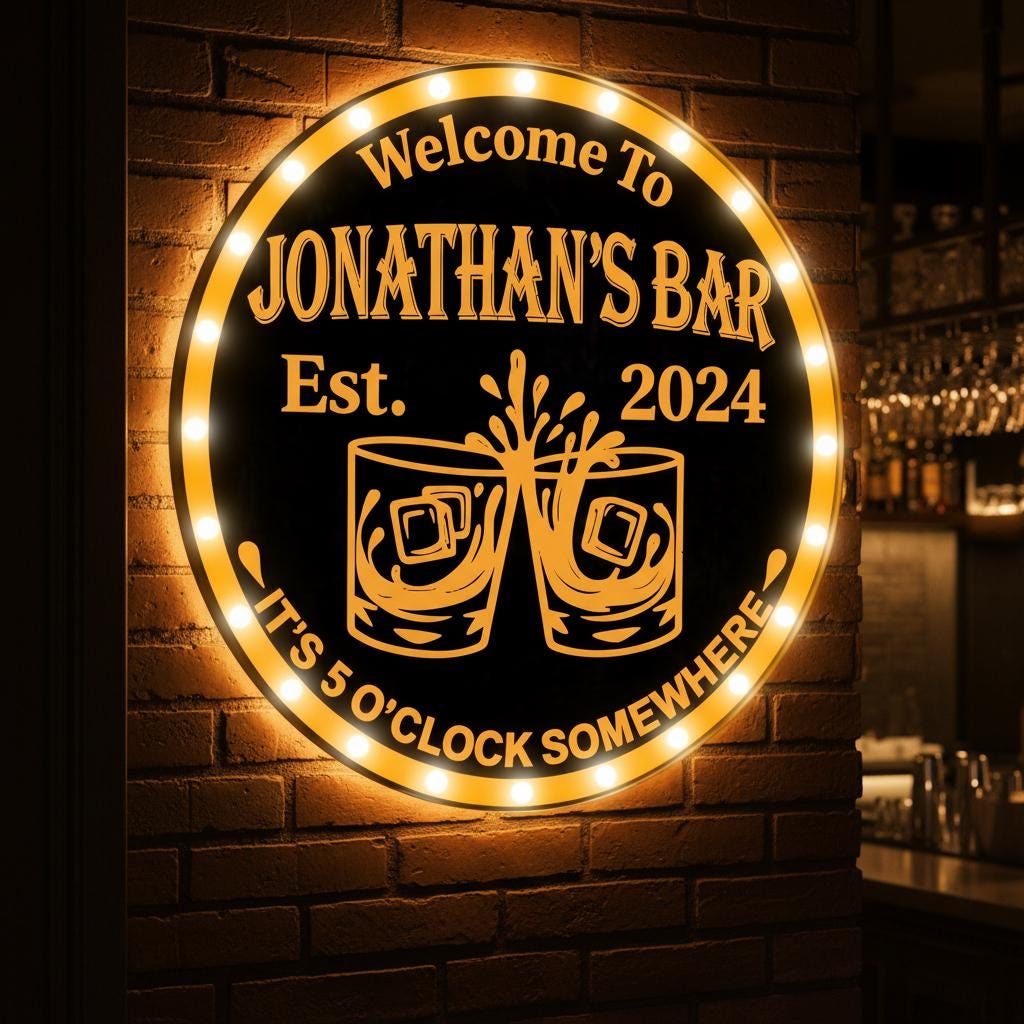 Custom Name Bar Entrance Sign: Personalized Man Cave Decor, Trendy ...