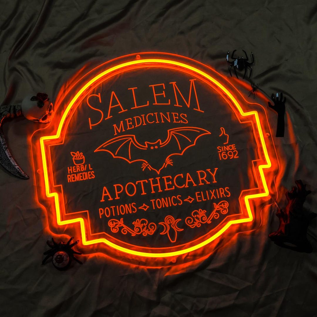 Salem Apothecary Neon Light Decor, Retro Halloween Home Wall Art LED ...