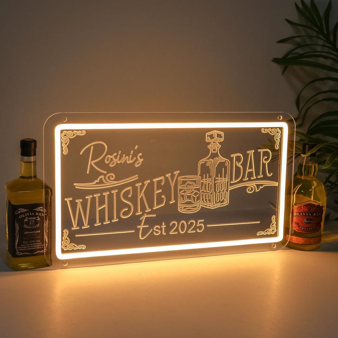 Custom Whiskey Bar LED Neon Sign: Personalized Man Cave Decor - Etsy