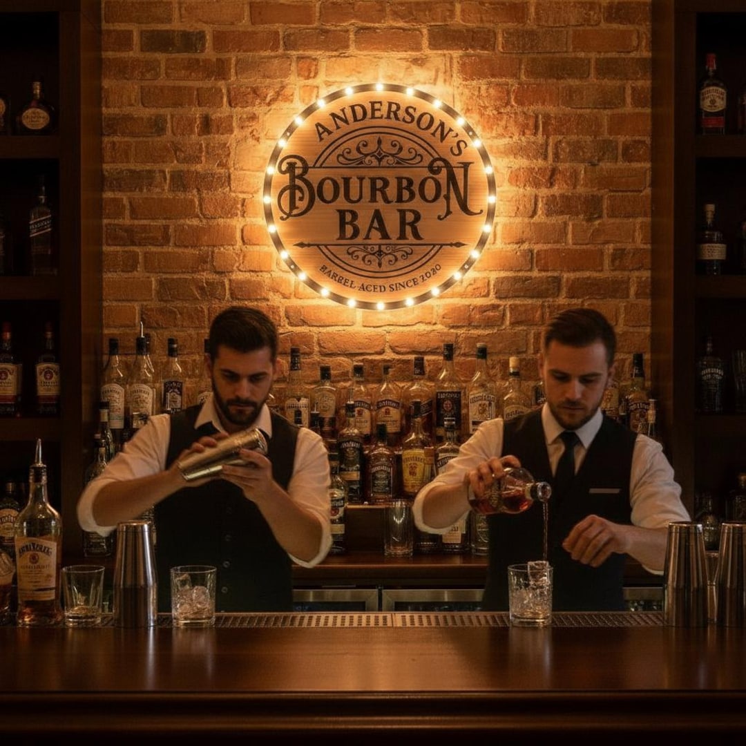 Custom LED Neon Bourbon Bar Sign: Vintage Style Decor - Etsy