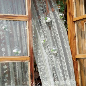 Green Lace Embroidered Curtain, Green Floral Lace One Panel Window ...