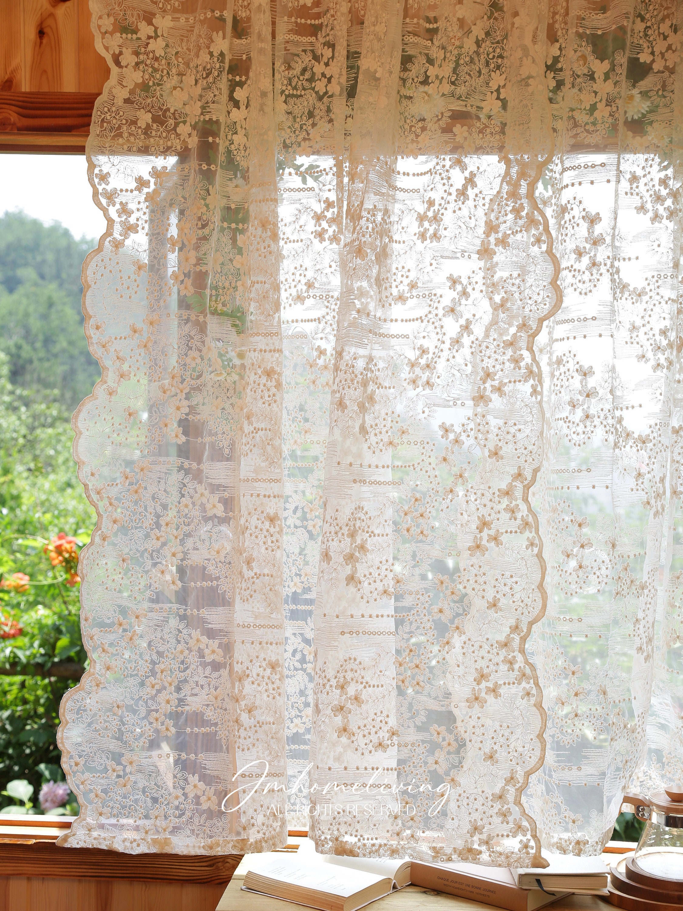 Lace Embroidered Sheer Curtain, French Country Style One Panel Window ...