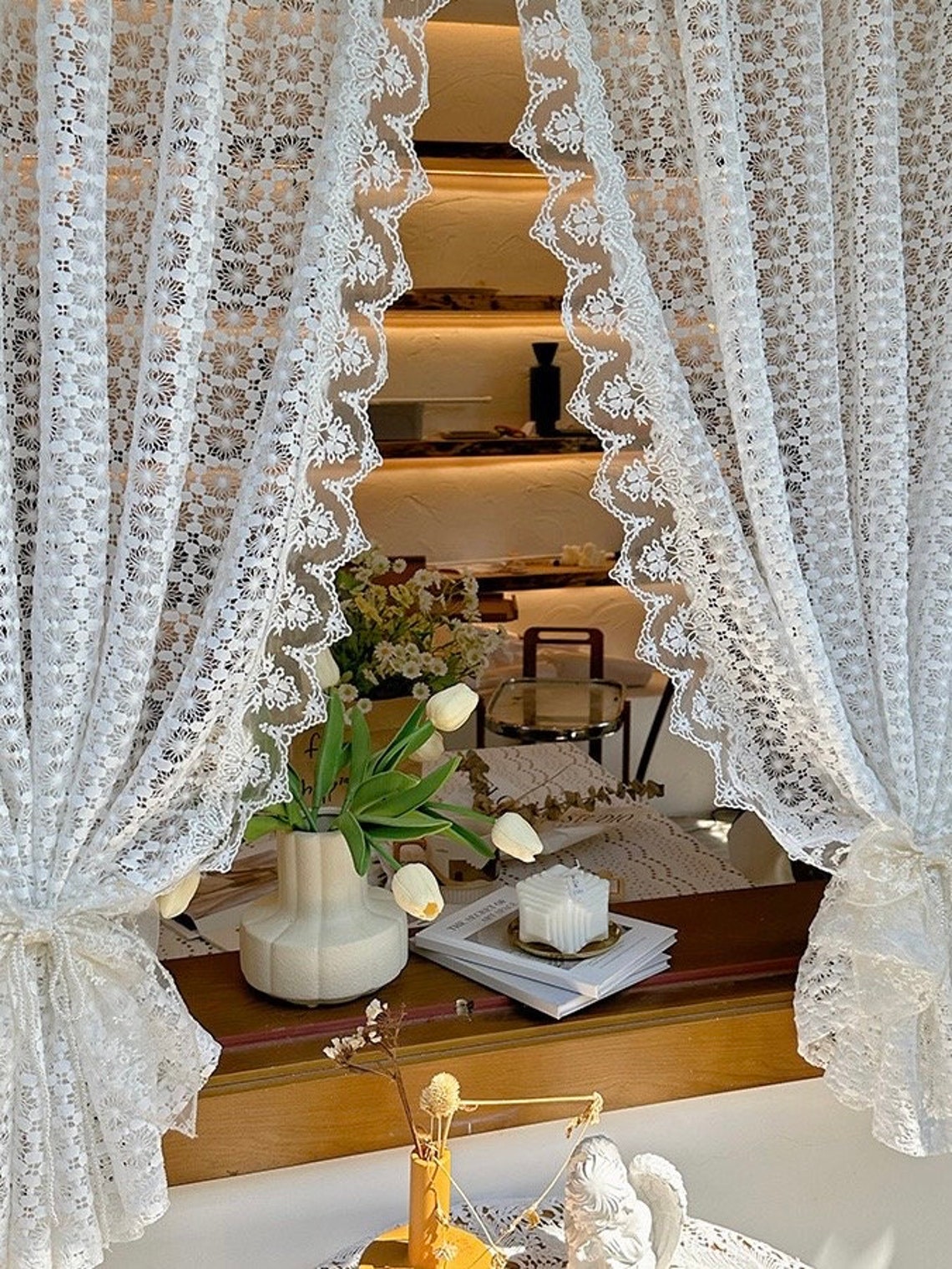 Lace Curtain, French Style One Panel Window Decor Curtain for Cafe ...