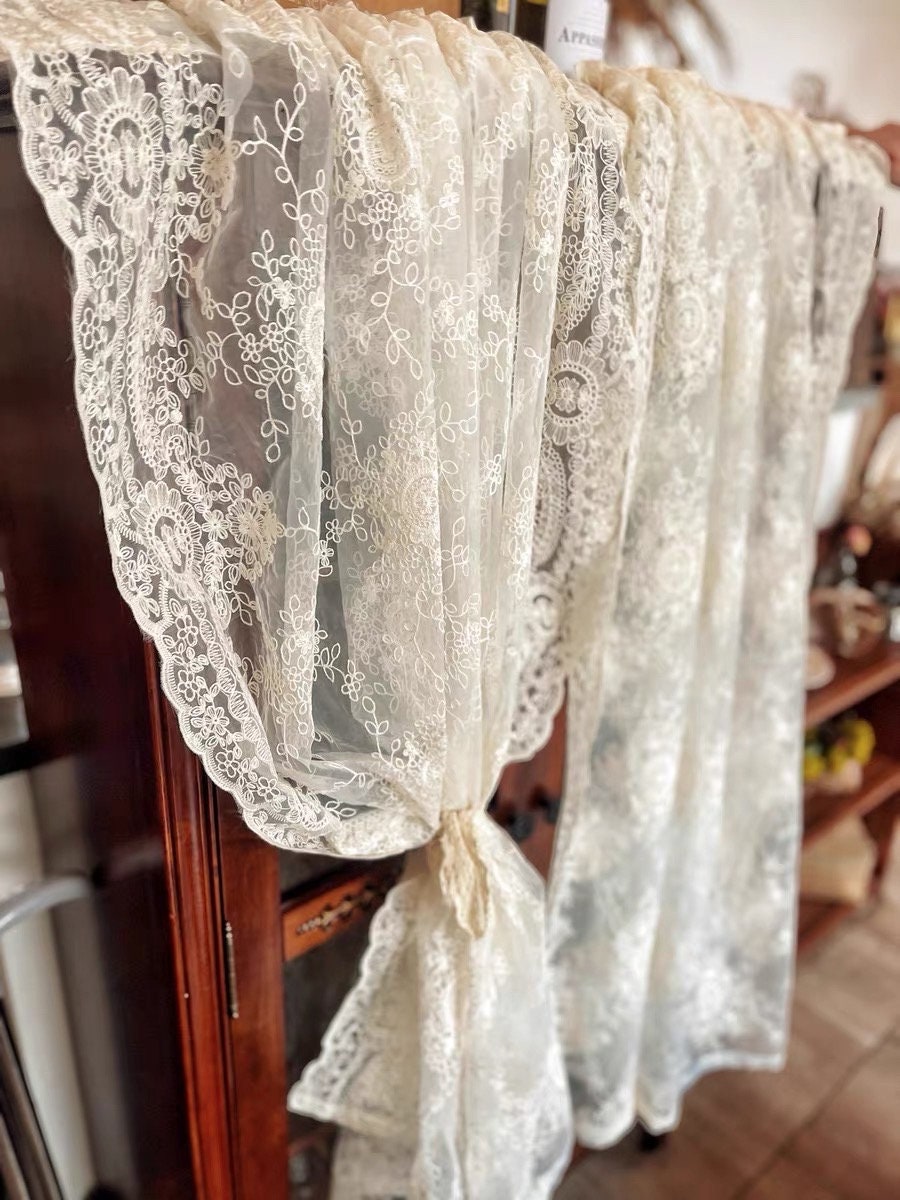 Lace Sheer Curtain, French Country Style One Panel Window Decor Cafe ...