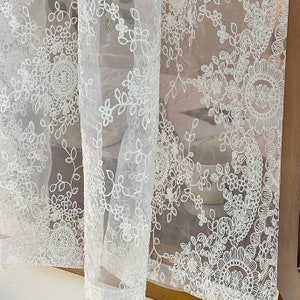 Lace Sheer Curtain, French Country Style One Panel Window Decor Cafe ...