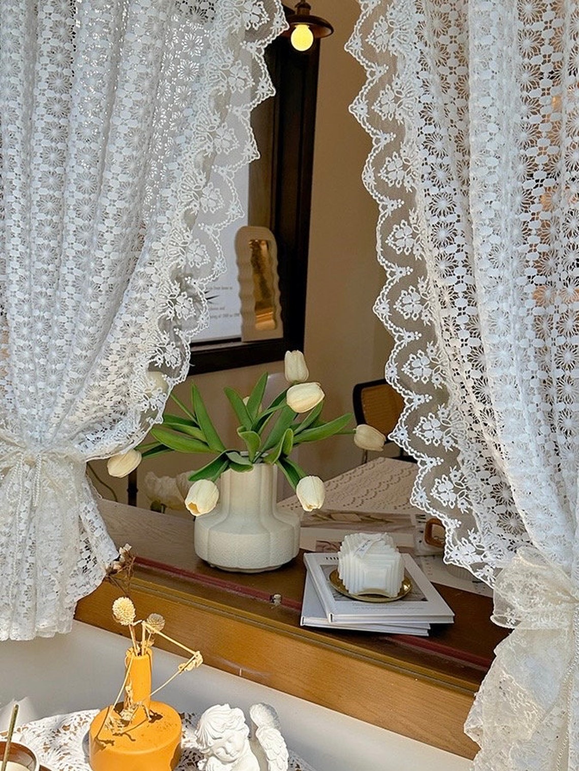 Lace Curtain, French Style One Panel Window Decor Curtain for Cafe ...