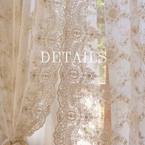 Cream Lace Curtain, Double Layered Lace Curtain for Cafe, Living Room ...