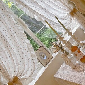 Ruffle Floral Printed Cotton Curtain, One Panel Ruffle Flower Coquette ...