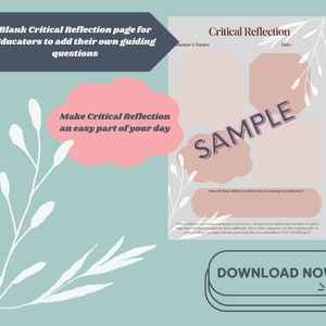 Critical Reflection Templates Early Childhood Education EYLF Printable ...