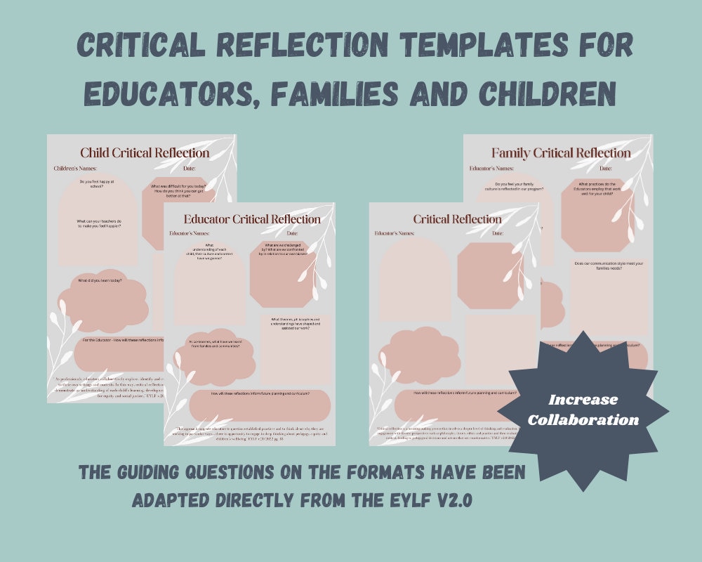 Critical Reflection Templates Early Childhood Education EYLF Printable ...
