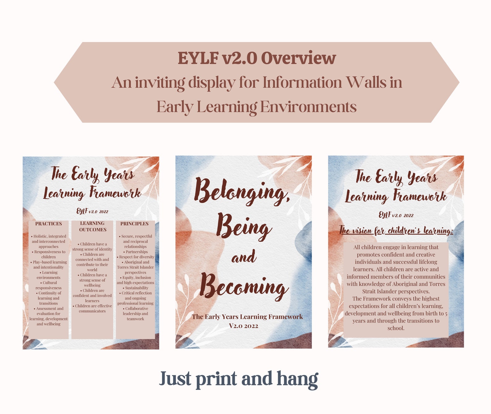 EYLF Updated V2.0 Printable Vision Outline Display Early Childhood ...