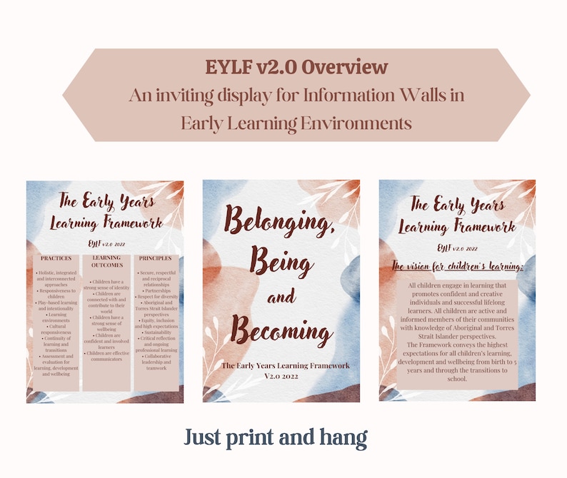 EYLF Updated V2.0 Printable Vision Outline Display Early Childhood ...