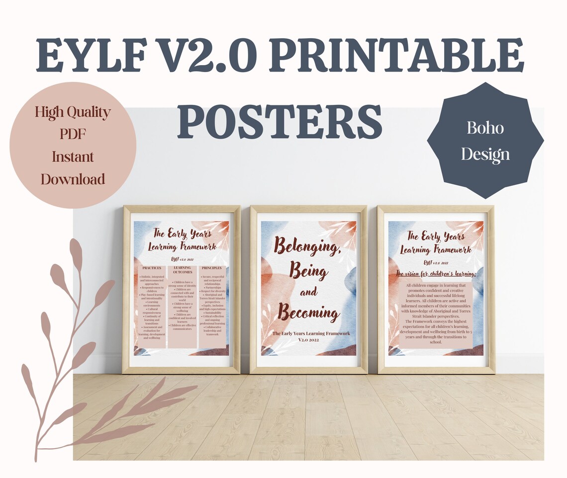 EYLF Updated V2.0 Printable Vision Outline Display Early Childhood Education Early Years ...