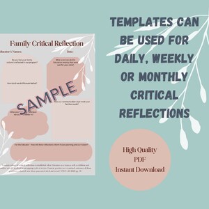 Critical Reflection Templates Early Childhood Education EYLF Printable ...