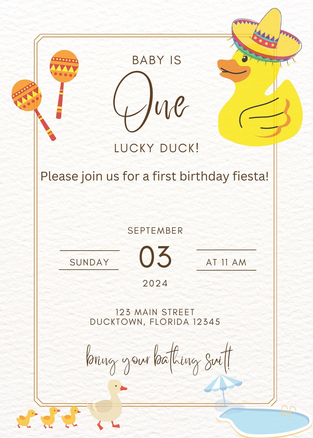 One Lucky Duck First Birthday Invitation - Custom - Etsy