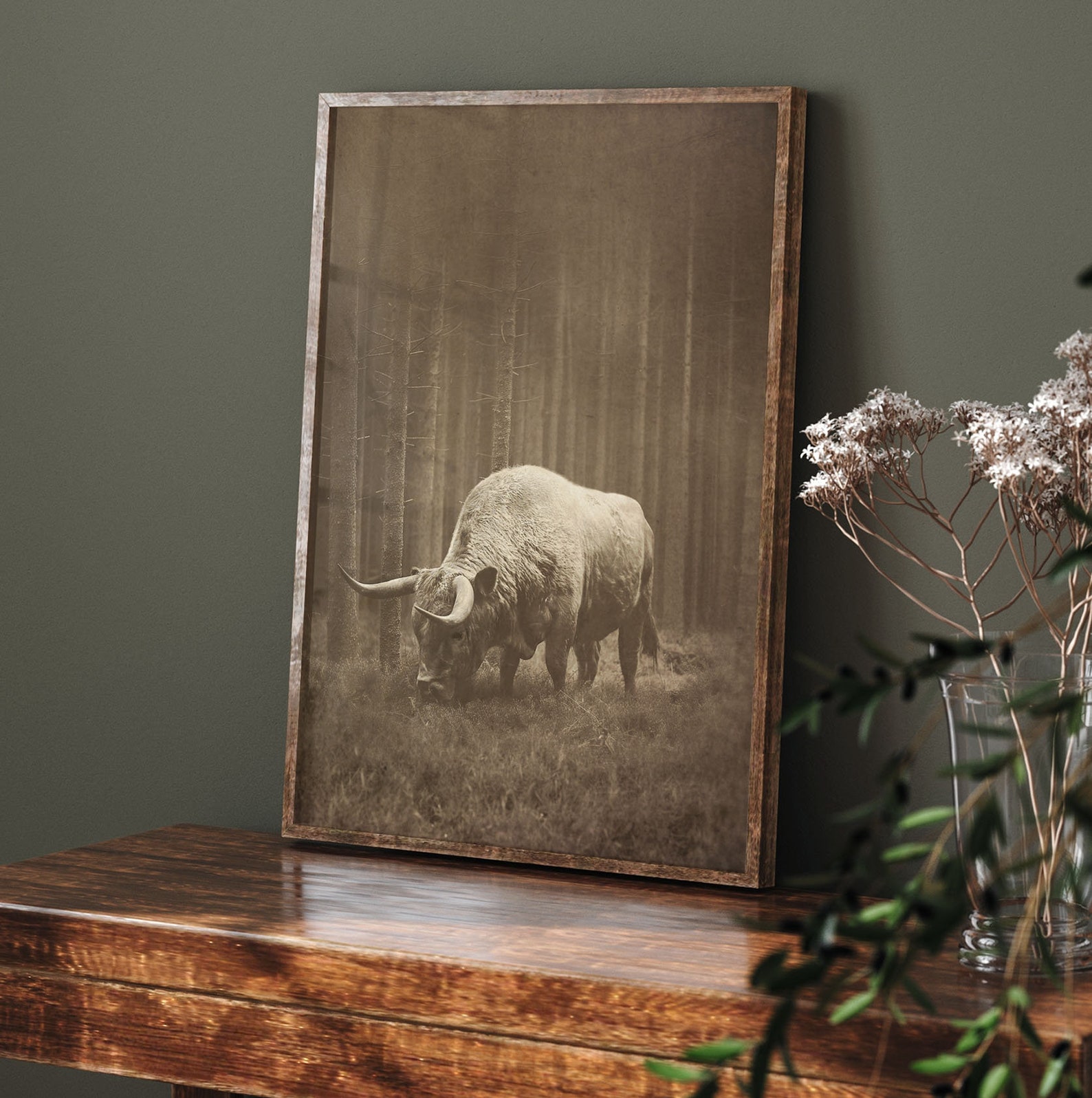 Moody Bull in Forest Print: Americana Wall Art - Etsy