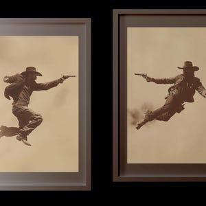 Western Cowboy Shootout Print: Vintage Wild West Art Poster - Etsy