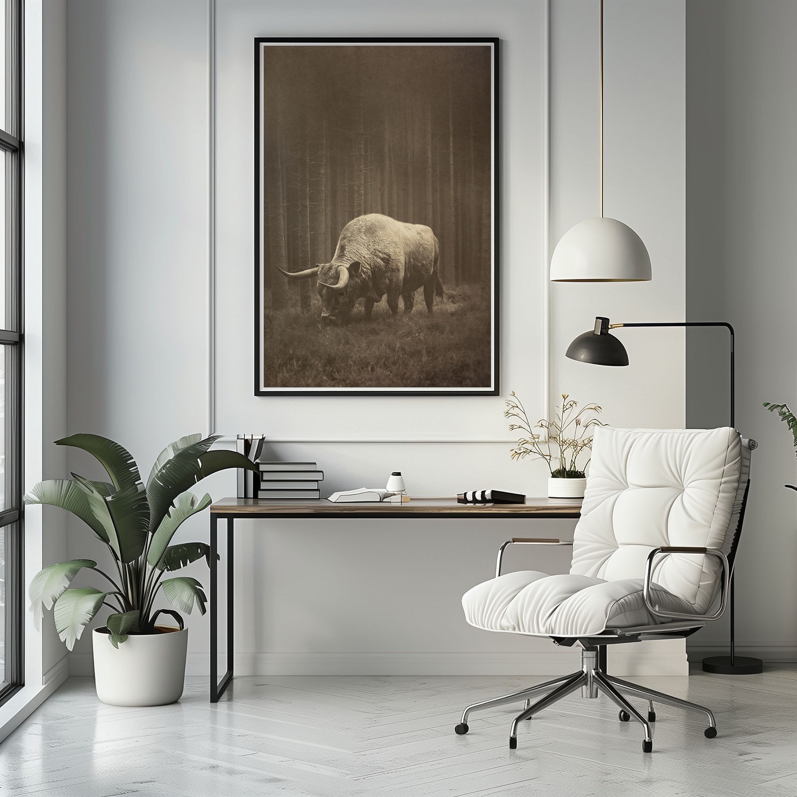 Moody Bull in Forest Print: Americana Wall Art - Etsy