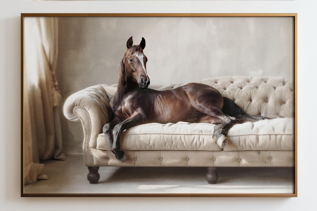 Horse Lounging on Sofa Print, Horse on Couch Western Style Print ...
