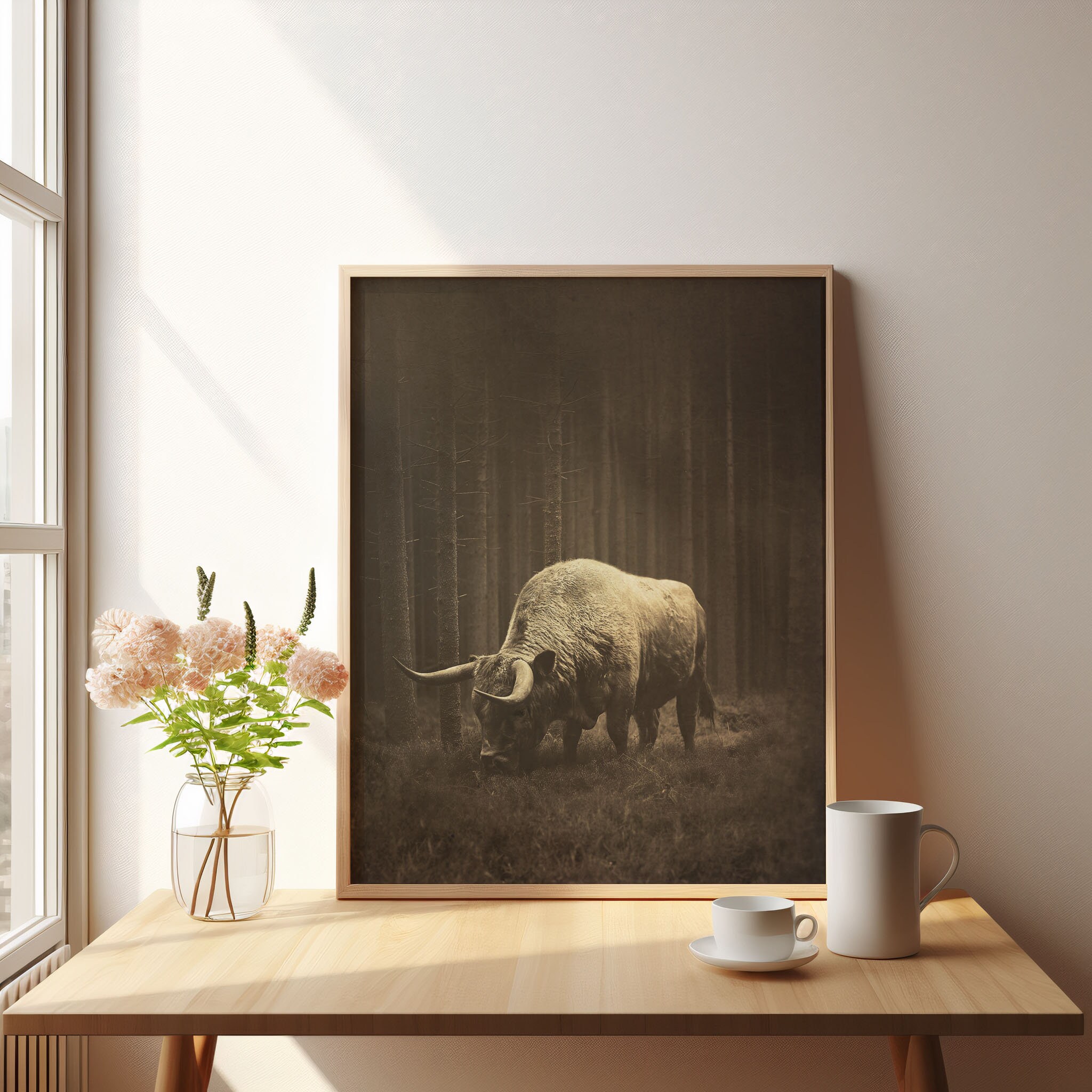 Moody Bull in Forest Print: Americana Wall Art - Etsy
