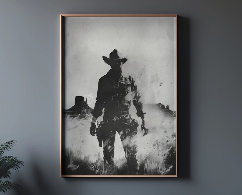 Vintage Cowboy Art Print: Old West Ranch Decor - Etsy