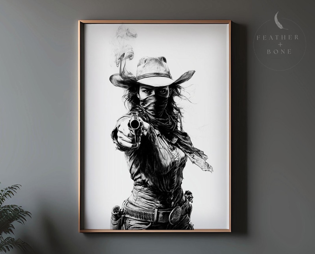 Cowgirl Outlaw Art Print: Wild West Texas Decor - Etsy