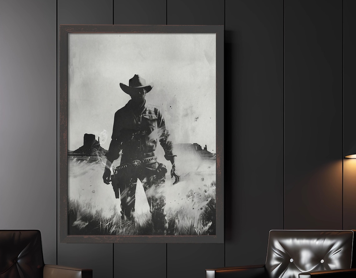 Western Cowboy Pop Art Print, Vintage Old West Ranch, Rustic Cowboy ...