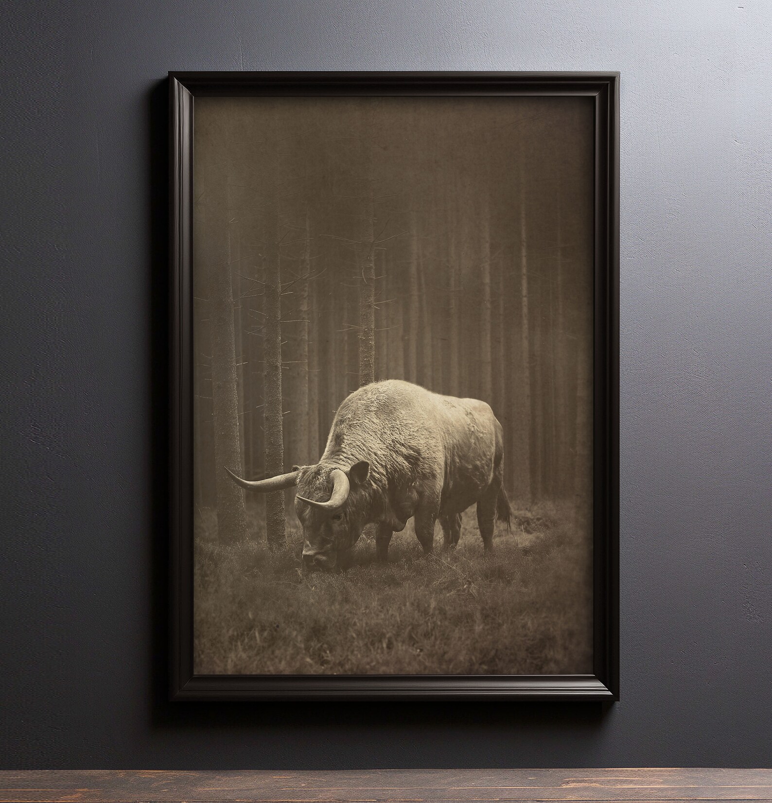 Moody Bull in Forest Print: Americana Wall Art - Etsy