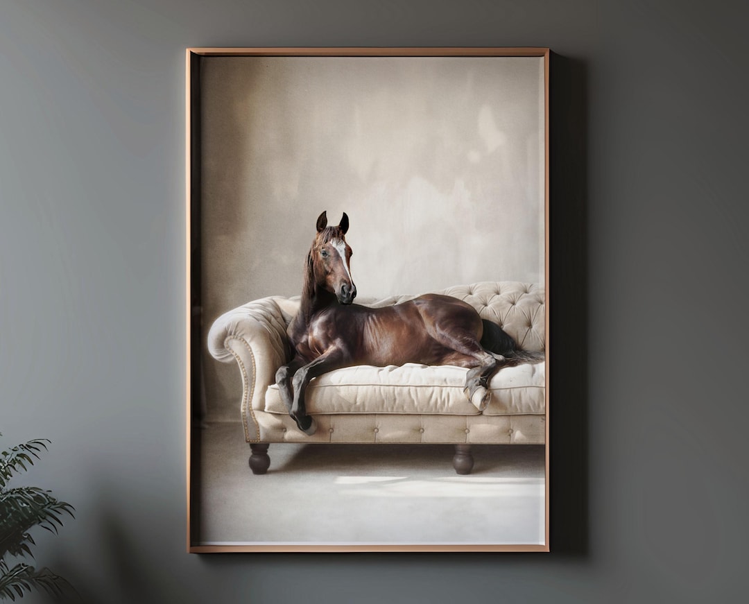 Horse Lounging on Sofa Print, Horse on Couch Western Style Print ...
