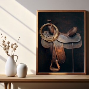 Vintage Horse Saddle Print: Equestrian Farmhouse Wall Art - Etsy