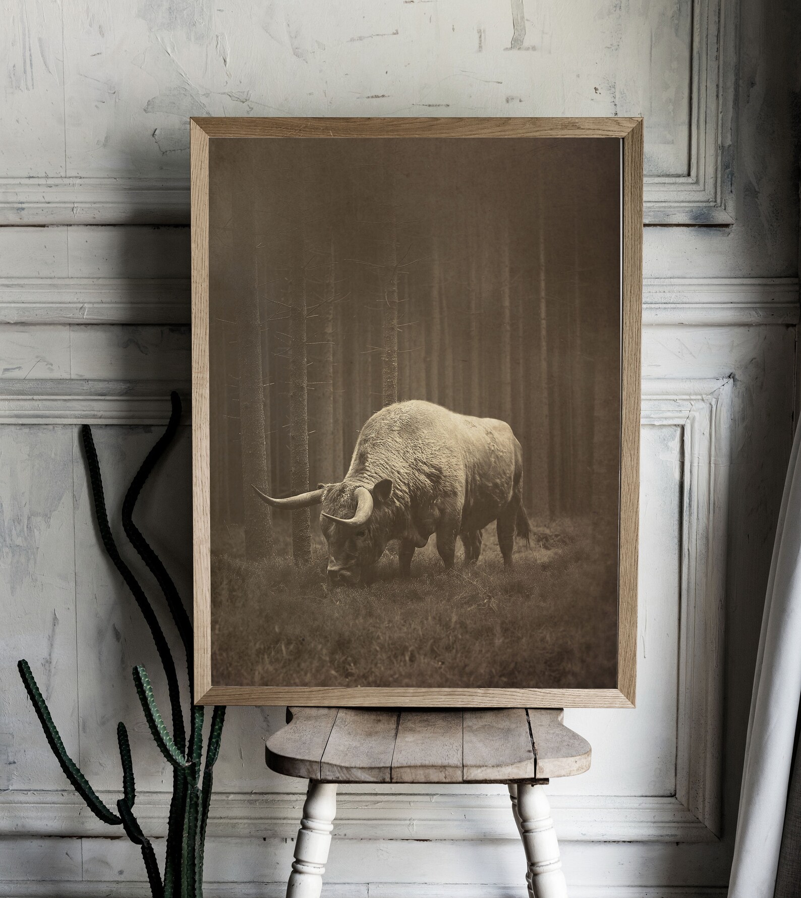 Moody Bull in Forest Print: Americana Wall Art - Etsy