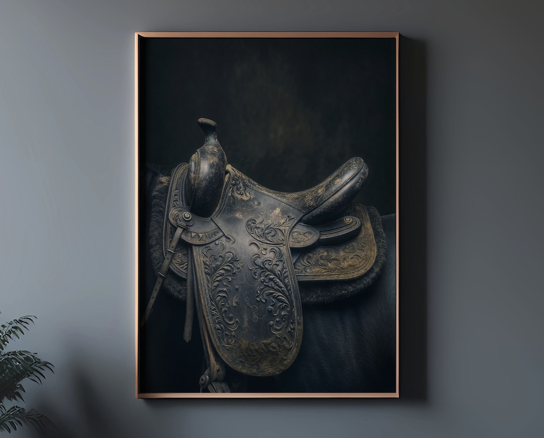 Vintage Black Horse Saddle Print: Equestrian Farmhouse Wall Art - Etsy
