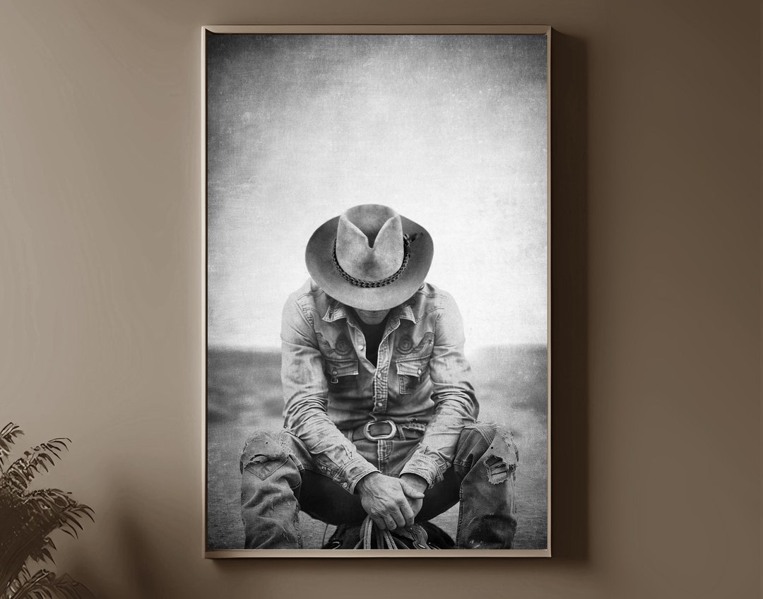 Texas Cowboy Art Print: Vintage Western Bar Decor - Etsy