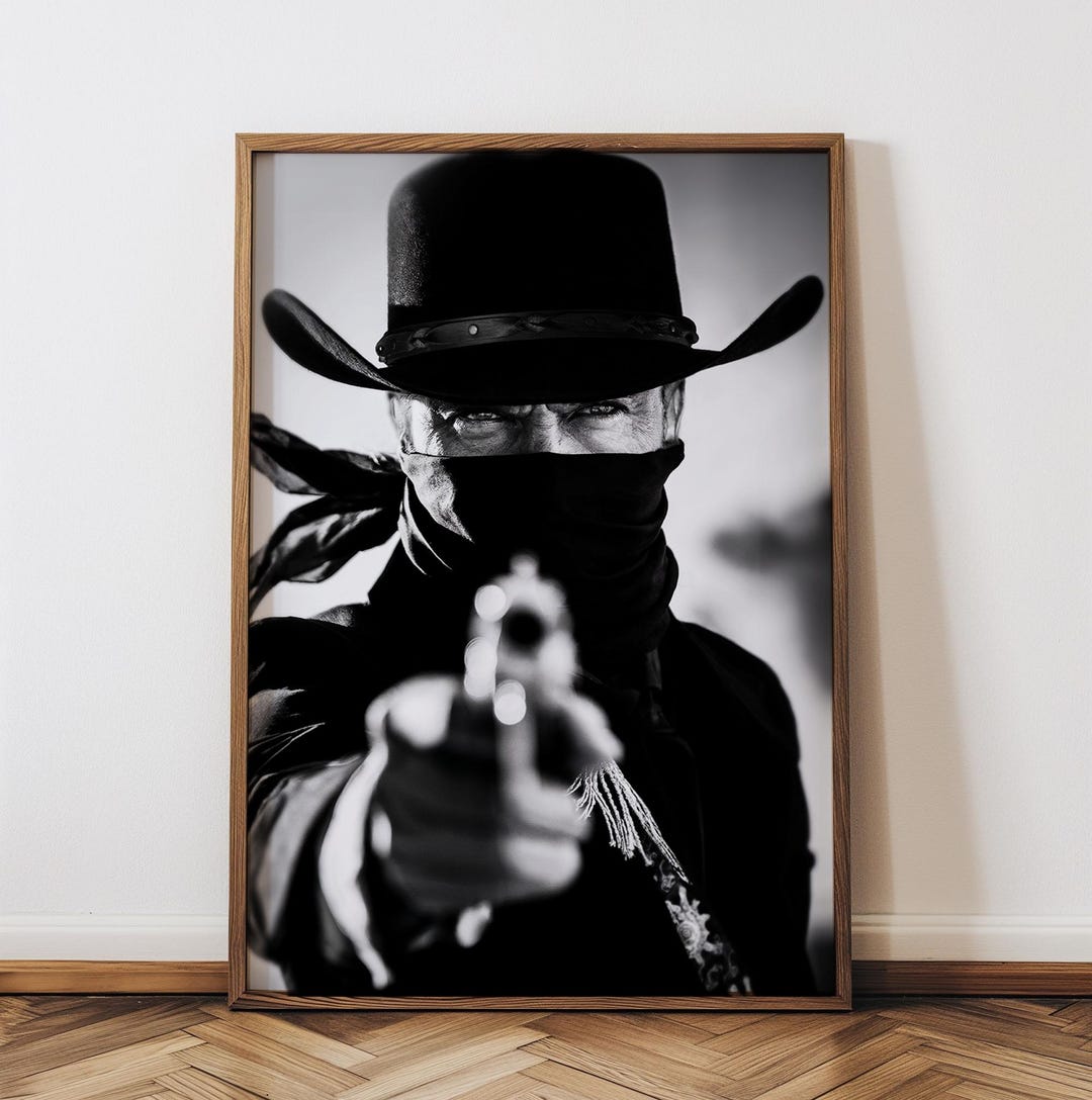 Western Outlaw Art Print: Vintage Cowboy With Six Shooter - Etsy