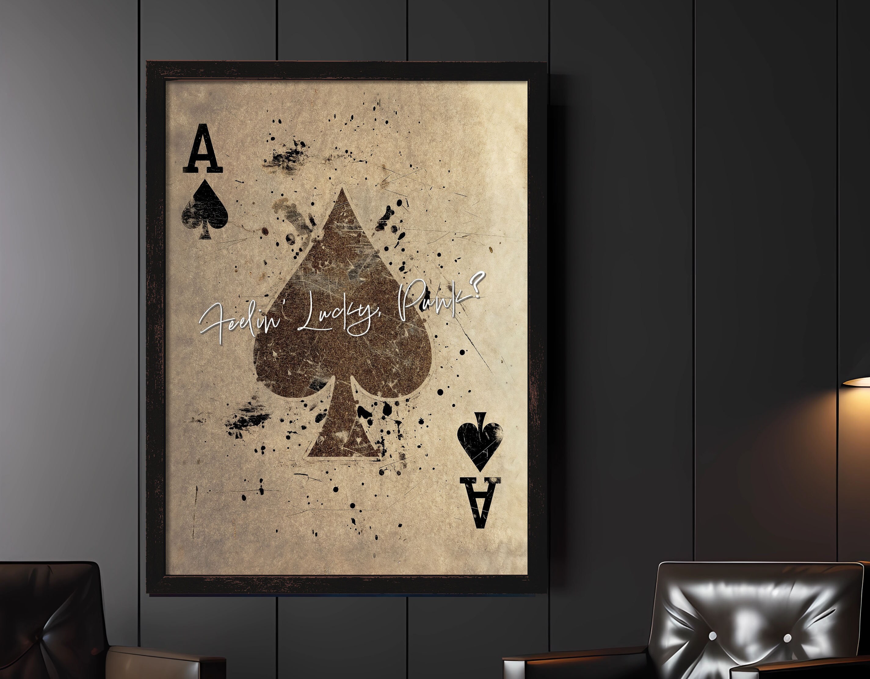 Ace of Spades Print, Playing Card Poster, Trendy Retro Art, Bar Decor ...