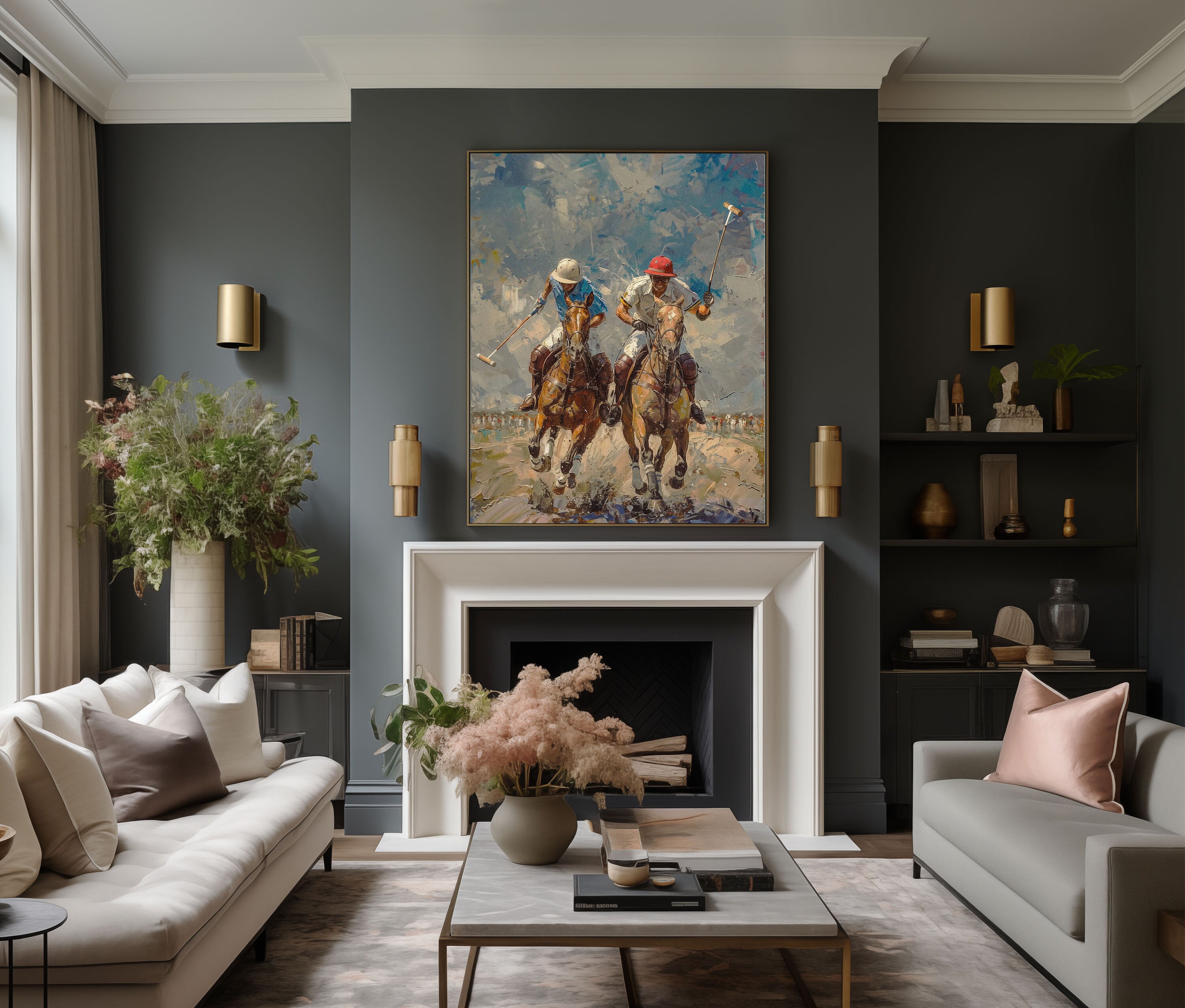 Vintage Polo Players Art Print: Retro Horse Wall Decor - Etsy