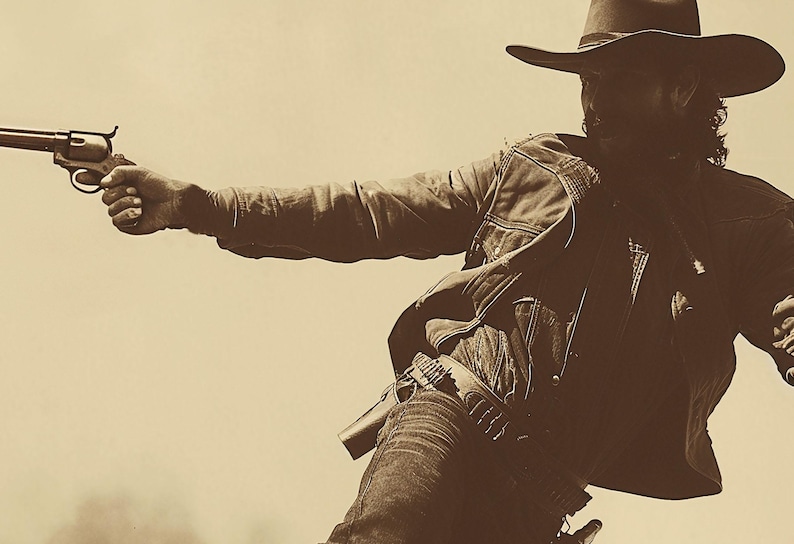 Western Cowboy Shootout Print: Vintage Wild West Art Poster - Etsy