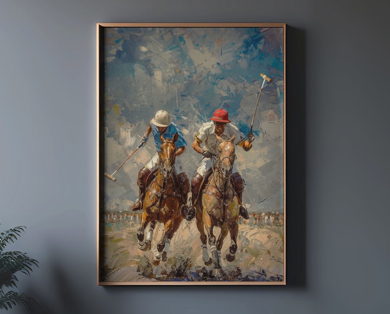 Vintage Polo Players Art Print: Retro Horse Wall Decor - Etsy