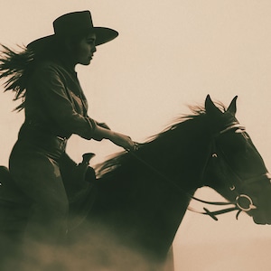 Western Cowgirl Art Print, Vintage Old West Ranch Art, Rustic Cowgirl ...