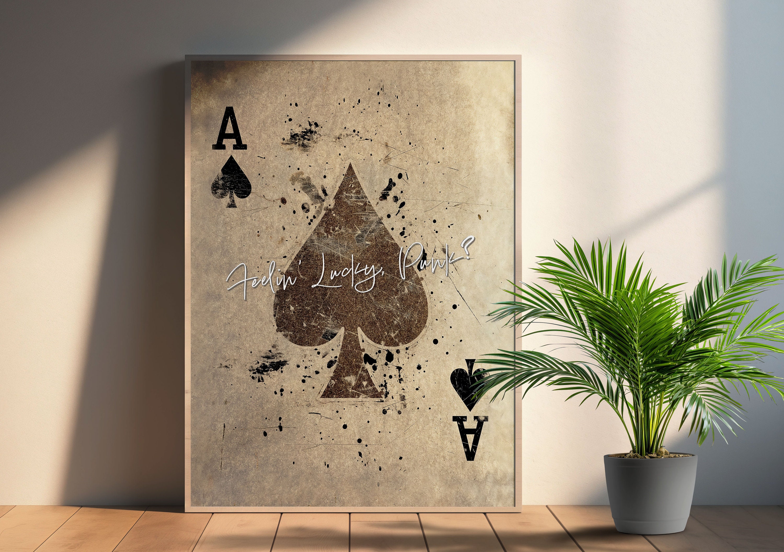 Ace of Spades Print, Playing Card Poster, Trendy Retro Art, Bar Decor ...