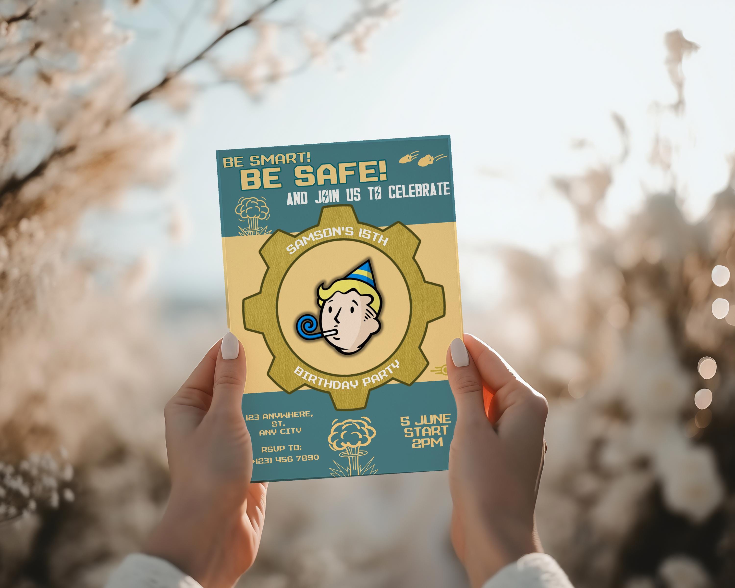 Fallout Birthday Party Invitation | Instant Download | Editable ...