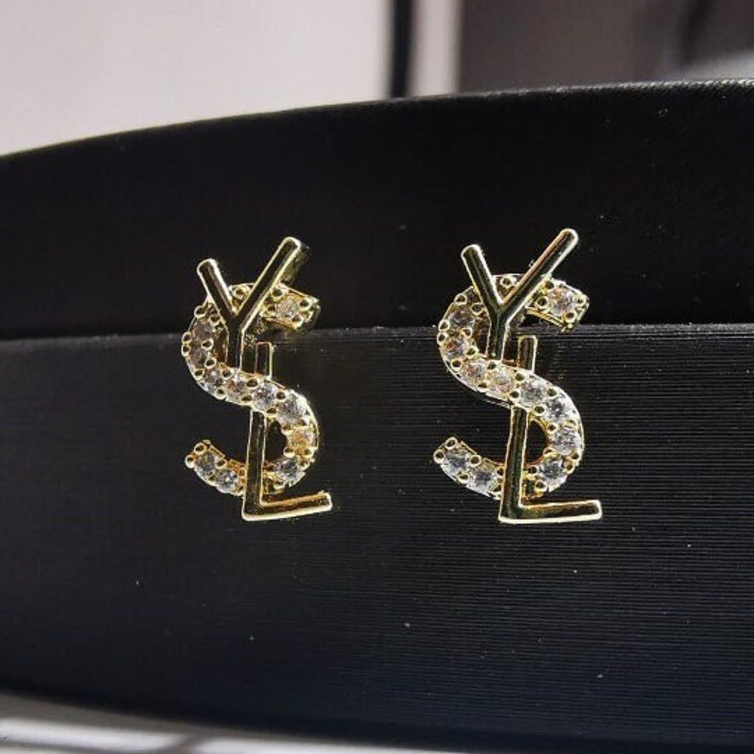 Luxury Earrings Gold & Rhinestone Stud Earrings - Etsy