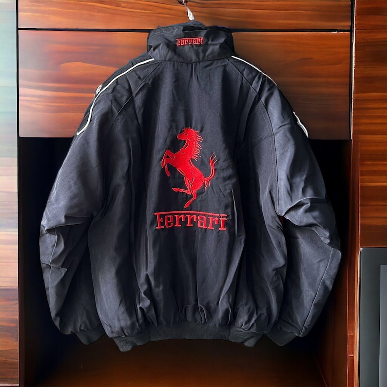 F1 Racing Jacket, Ferrari Embroidered Racing Jacket, Formula 1 Vintage ...