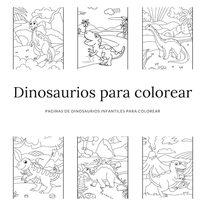 Dinosaurs to Color. PDF Digital Article. Coloring Book for Kids - Etsy