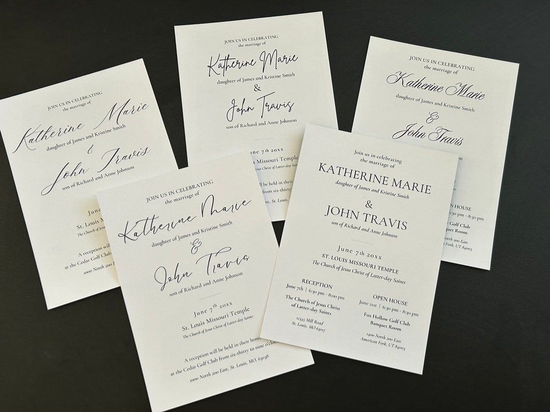 LDS Wedding Invitation Bundle Invite Insert Templates 5 Font Themes ...