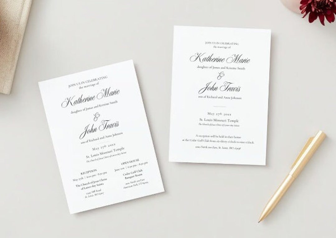 LDS Wedding Invitation Package Includes Sealing Invite, Luncheon Invite ...