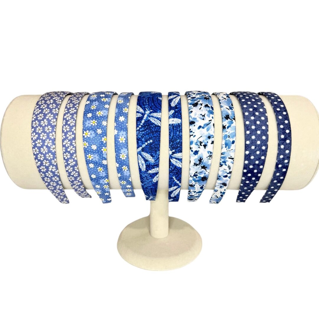 Blue Headbands for Women, With Floral, Polkadots, and Dragonflies. - Etsy
