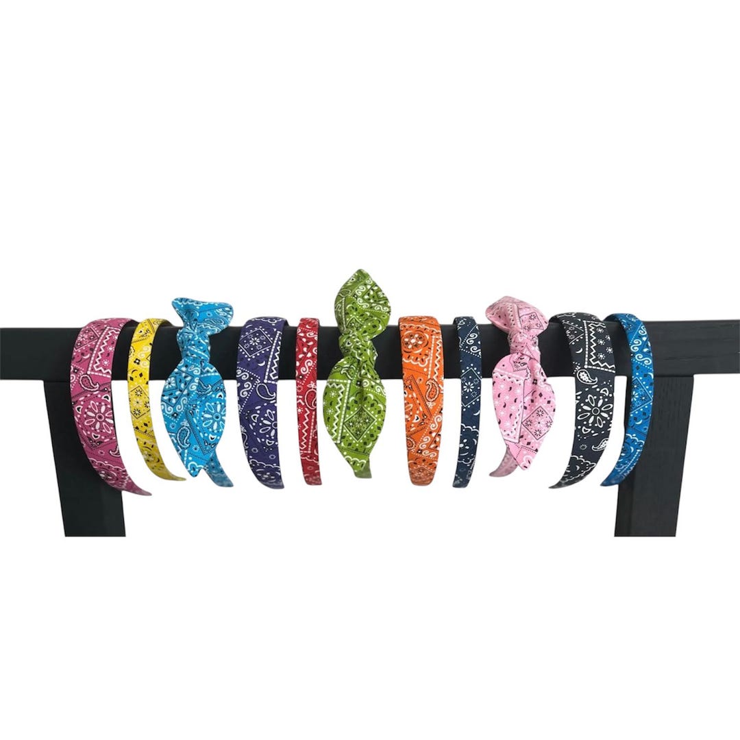 Bandana Print Headbands Women, Covered in Blue, Pink, Red, Green ...