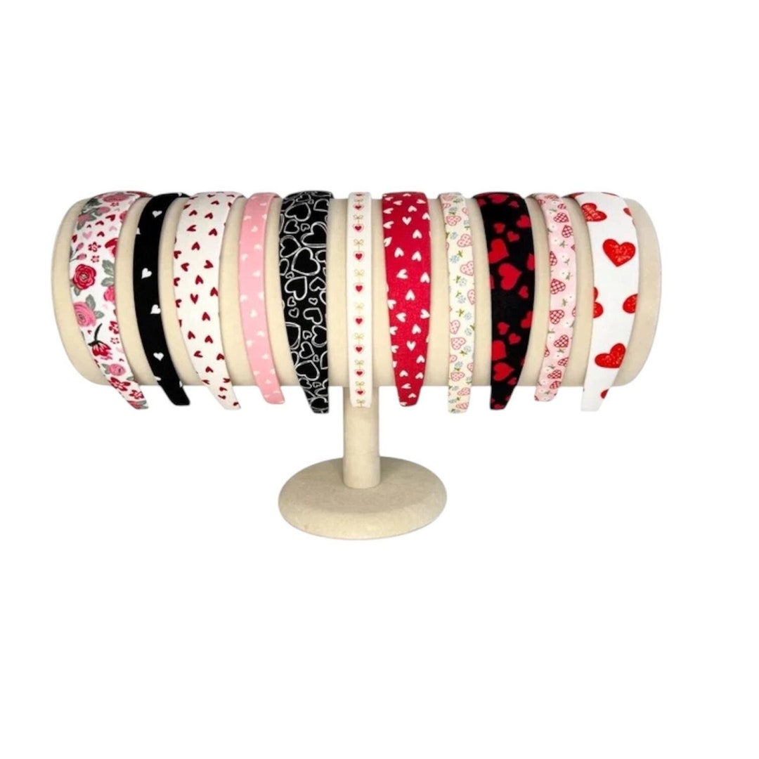 Valentine’s Print Headbands for Women With Red, Pink, and Black Hearts ...