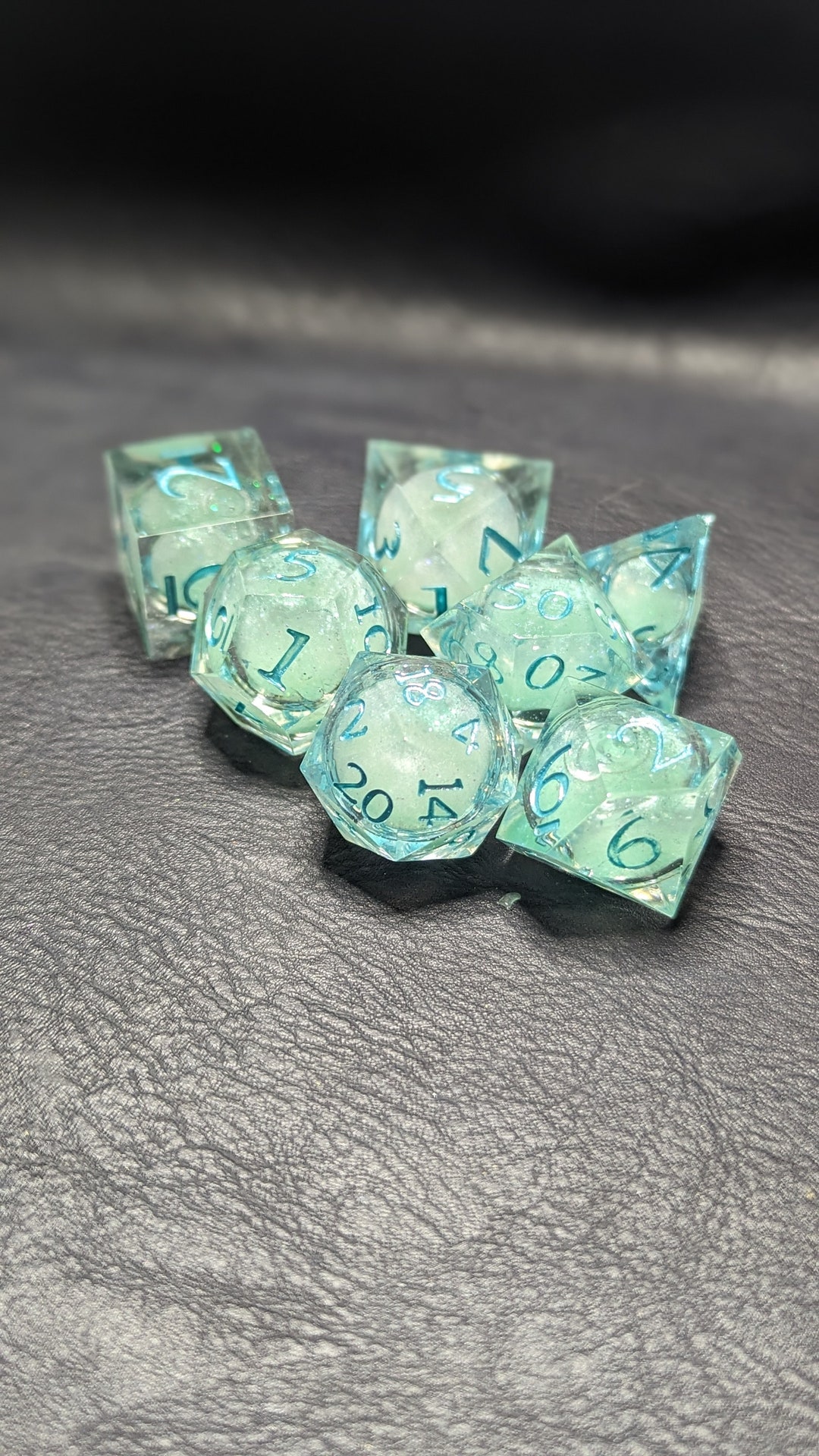Polar Ice Sharp Liquid Core RPG Dice Set - Etsy